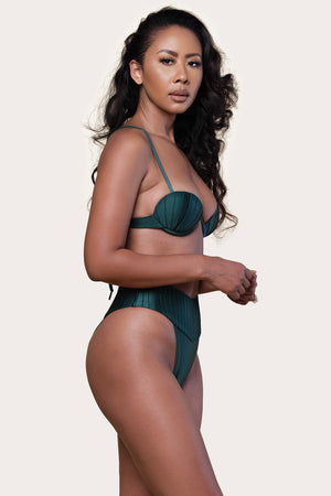Kirah Top Midnight Palm | Luxury Swim Top with Couture Details